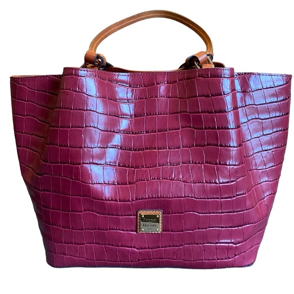 Dooney & Bourke | Bags | Dooney Bourke Wine Croc Embossed Leather ...